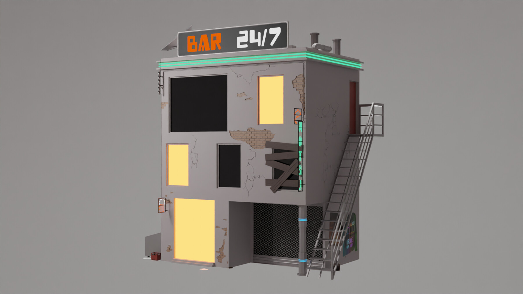 ArtStation - Cyberpunk style building | Game Assets