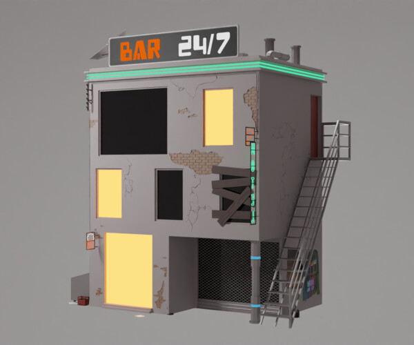 ArtStation - Cyberpunk style building | Game Assets