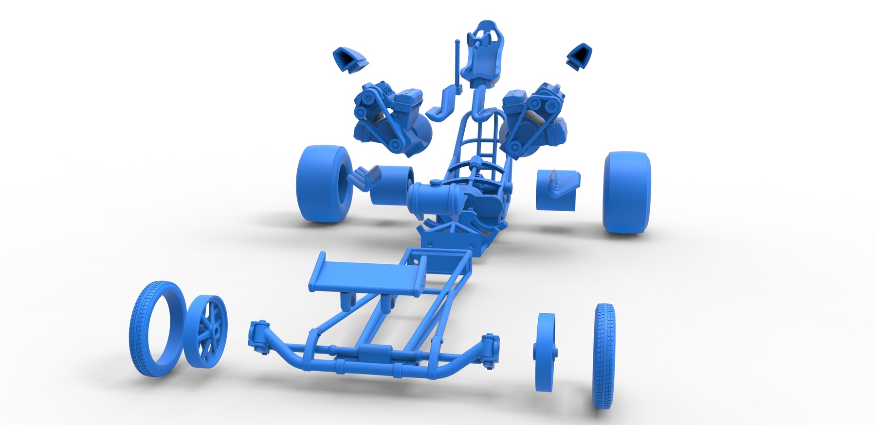 ArtStation - 3D printable Diecast Front engine dragster with 2 V8 ...