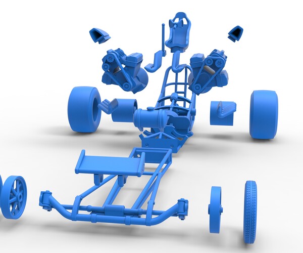 ArtStation - 3D printable Diecast Front engine dragster with 2 V8 ...