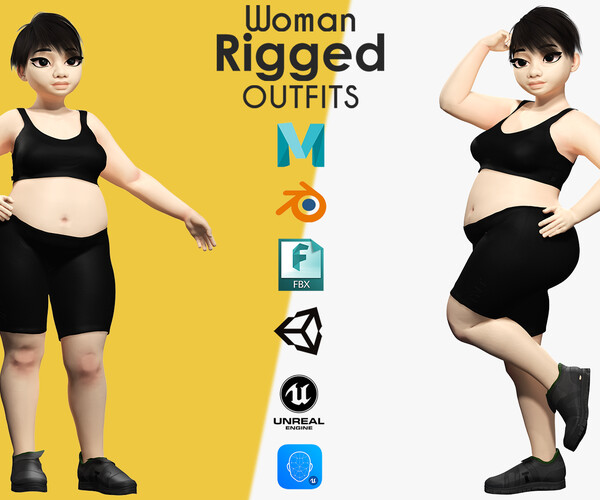 ArtStation - Fat Woman stylized girl cartoon Female Low-poly 3D model ...