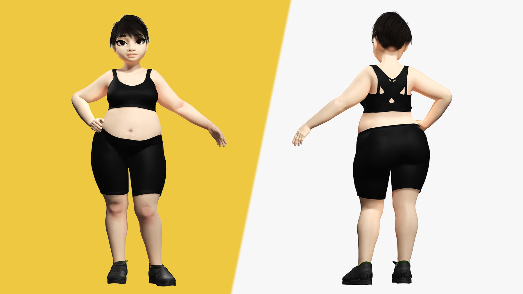 ArtStation - Fat Woman stylized girl cartoon Female Low-poly 3D model ...