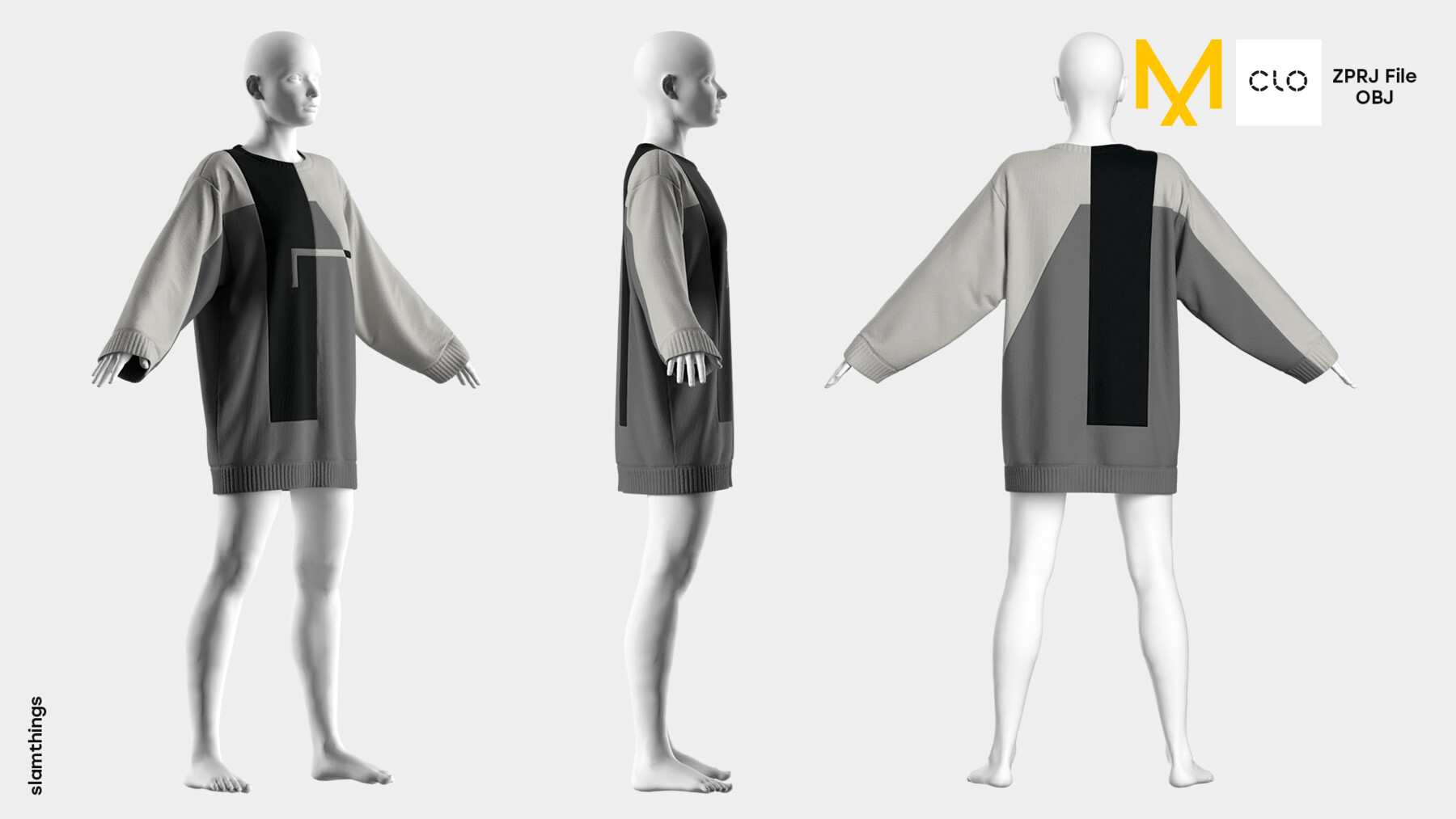 ArtStation - Streetwear Oversize Sweater #009 - Clo 3D / Marvelous ...