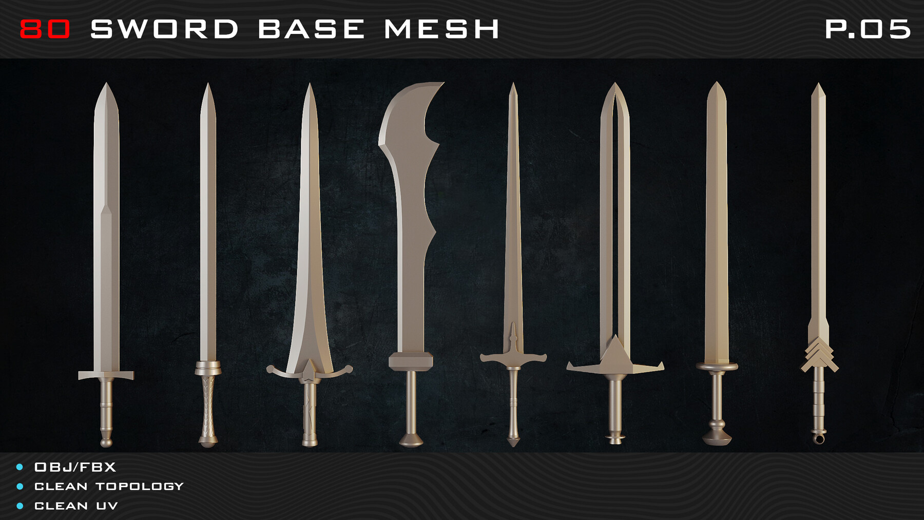 ArtStation - 80 Sword Base Mesh | Game Assets