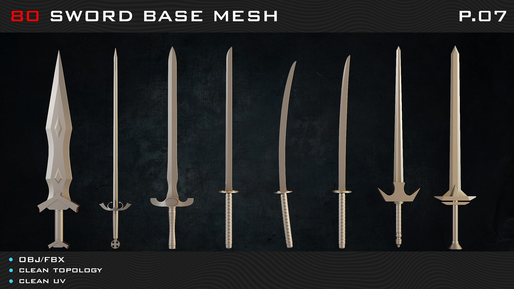 ArtStation - 80 Sword Base Mesh | Game Assets
