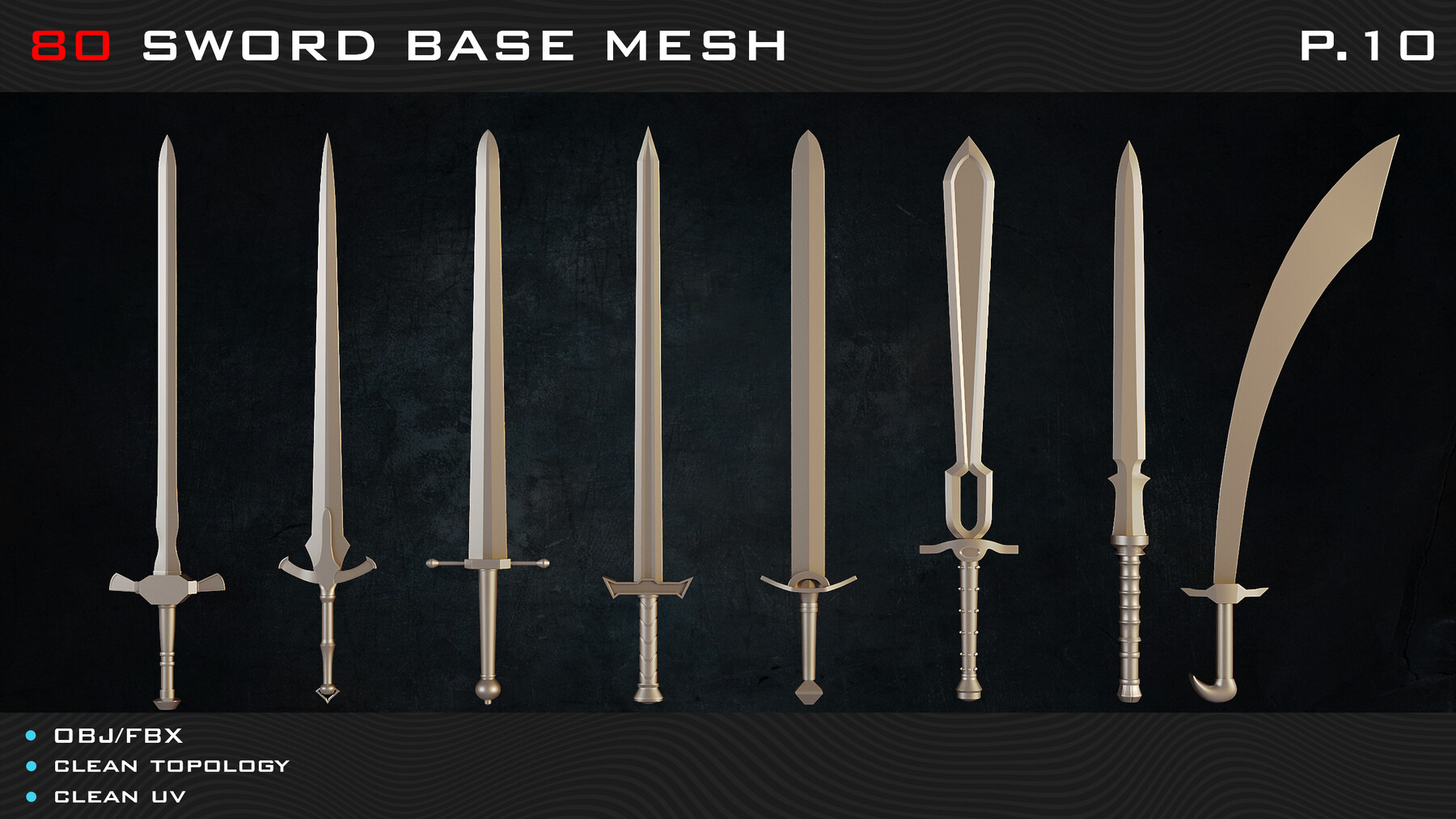 ArtStation - 80 Sword Base Mesh | Game Assets