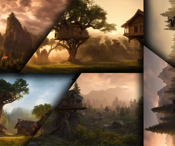 ArtStation - 130 Tree Village (More Than 8K Resolution) | Artworks