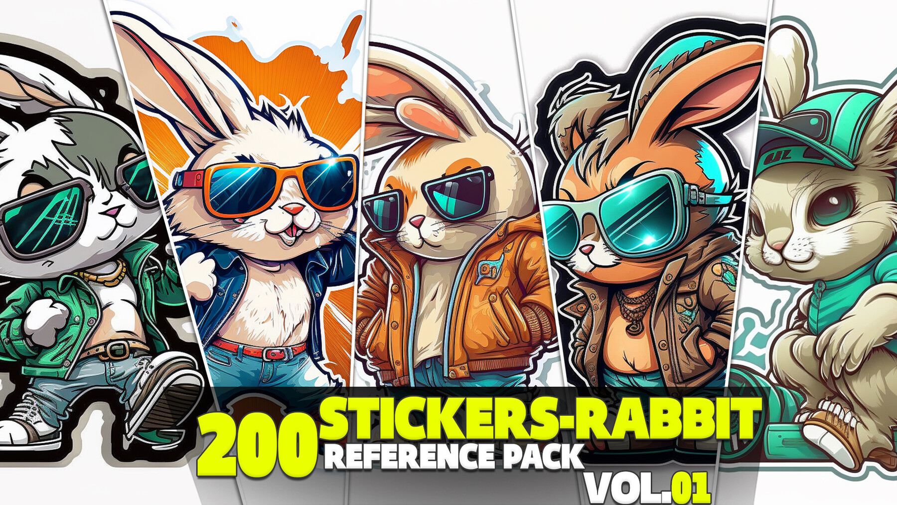 ArtStation - 200 Stickers Rabbit Reference Pack Vol.01 | Artworks
