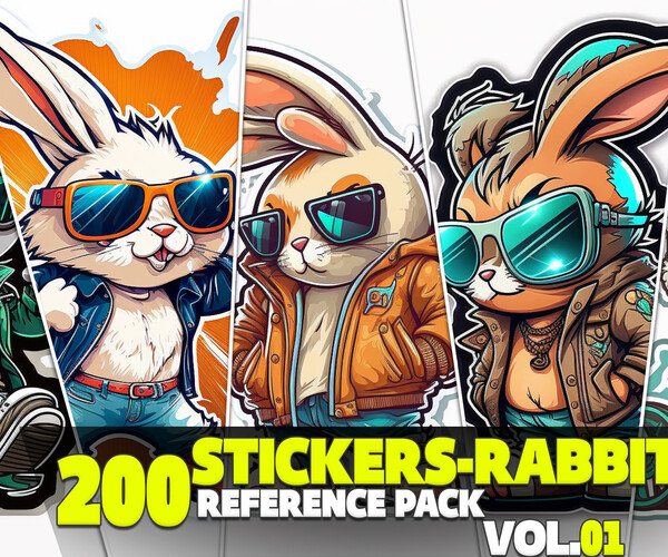ArtStation - 200 Stickers Rabbit Reference Pack Vol.01 | Artworks
