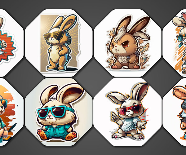 ArtStation - 200 Stickers Rabbit Reference Pack Vol.01 | Artworks