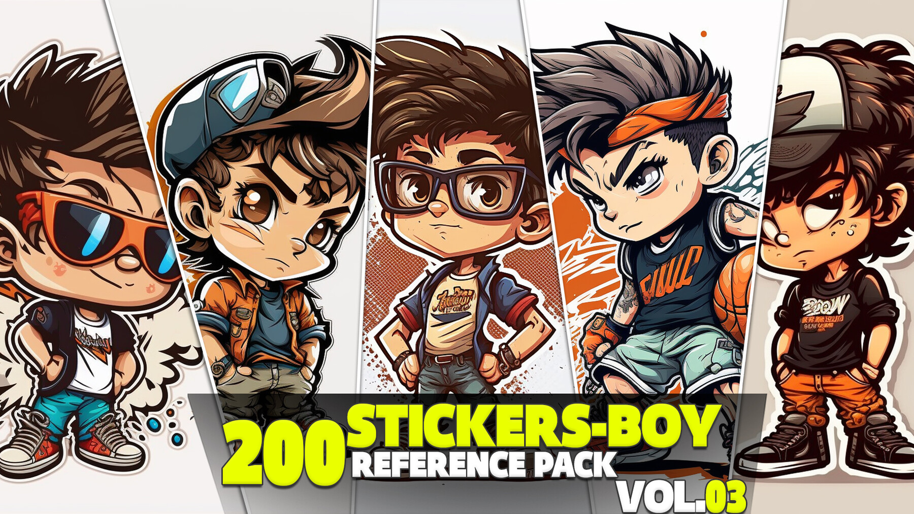 ArtStation - 200 Stickers Boy Reference Pack Vol.03 | Artworks
