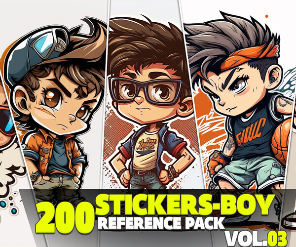 ArtStation - 200 Stickers Boy Reference Pack Vol.03 | Artworks
