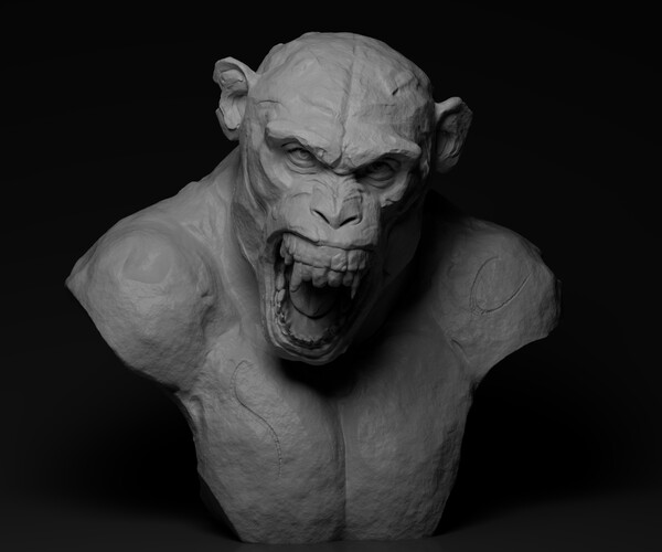ArtStation - ANGRY CHIMP BUST (Printable stl file) | Resources