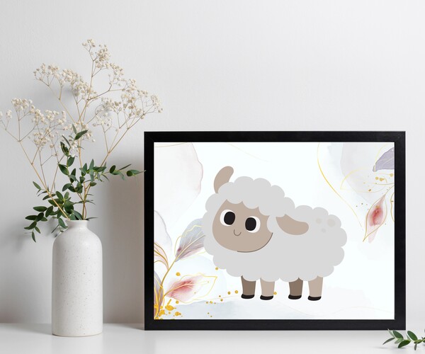 ArtStation - Baby Sheep Poster Wall Decor - Kid Sheep Nursery Art ...