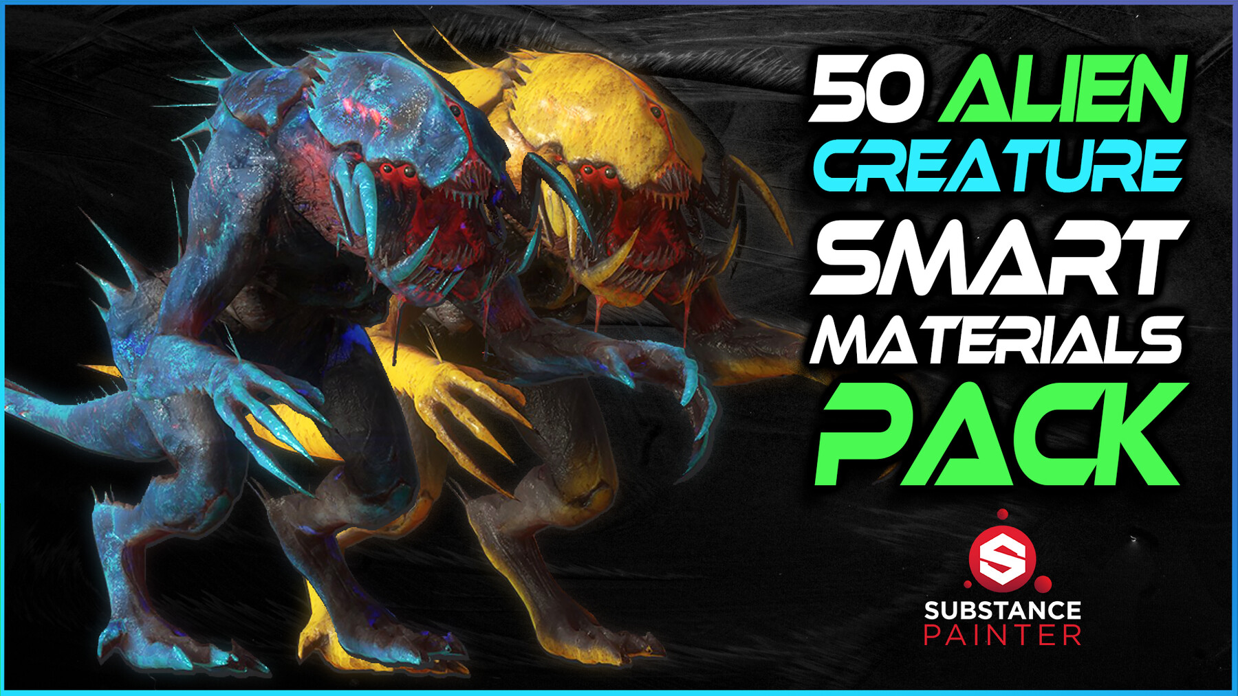 ArtStation - 50 Skin Creature Alien Smart Material Pack | Game Assets