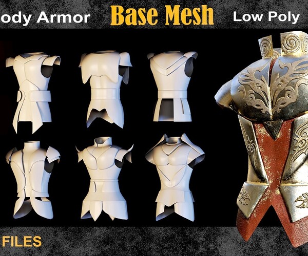ArtStation - 35 Body Armor Base Mesh vol16 | Game Assets