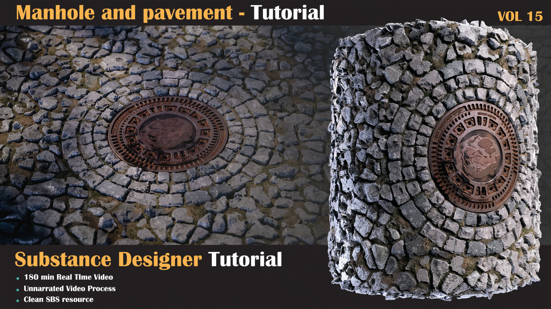 ArtStation - Manhole and Pavement Tutorial - VOL 15 | Tutorials