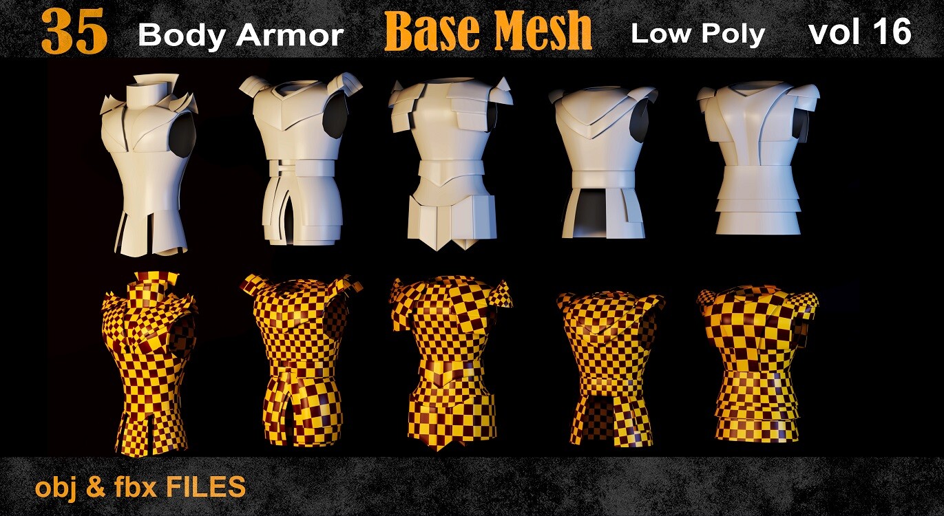 ArtStation - 35 Body Armor Base Mesh vol16 | Game Assets