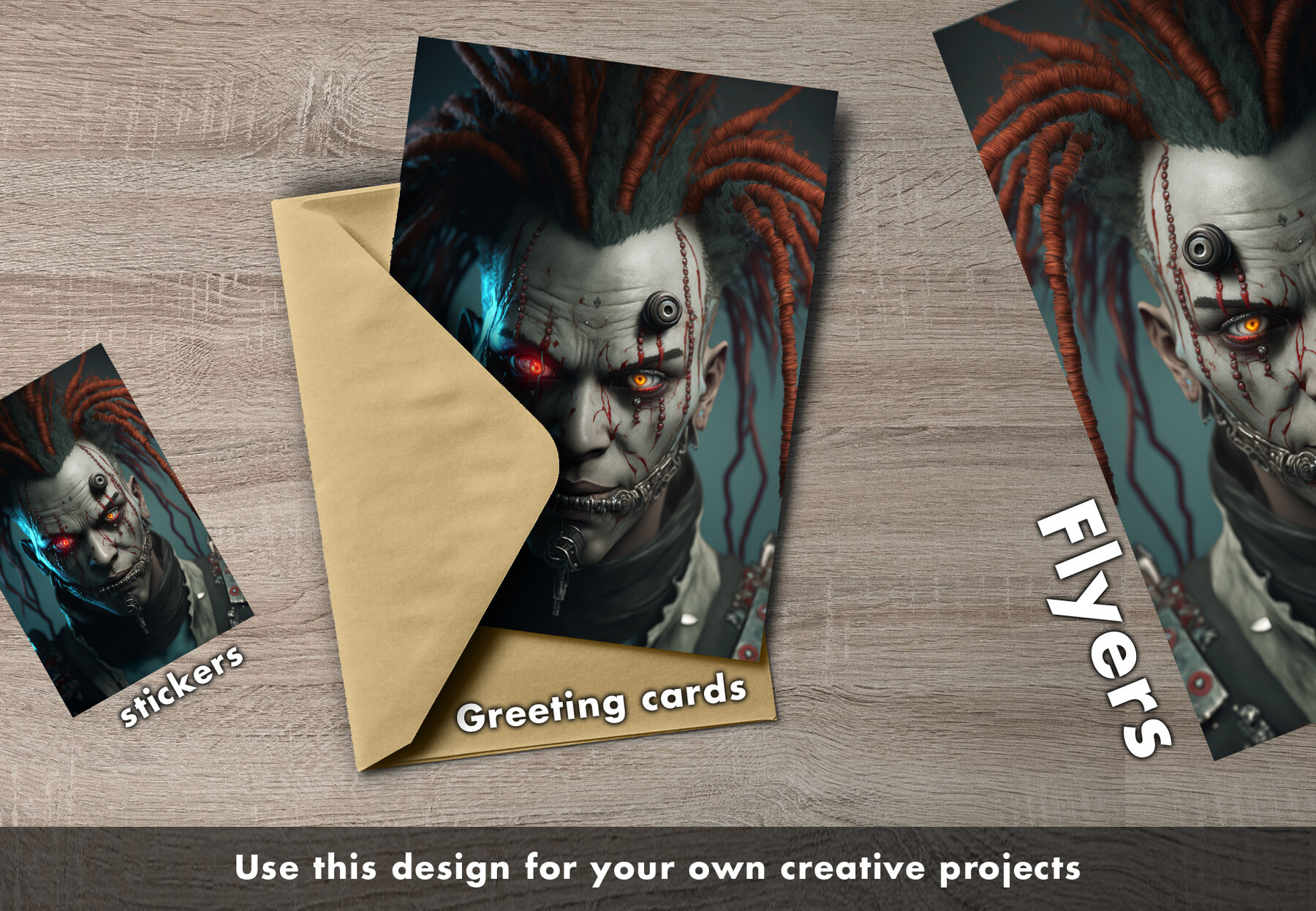 ArtStation - Bionic horror clown with dreadlocks and neon eyes ...