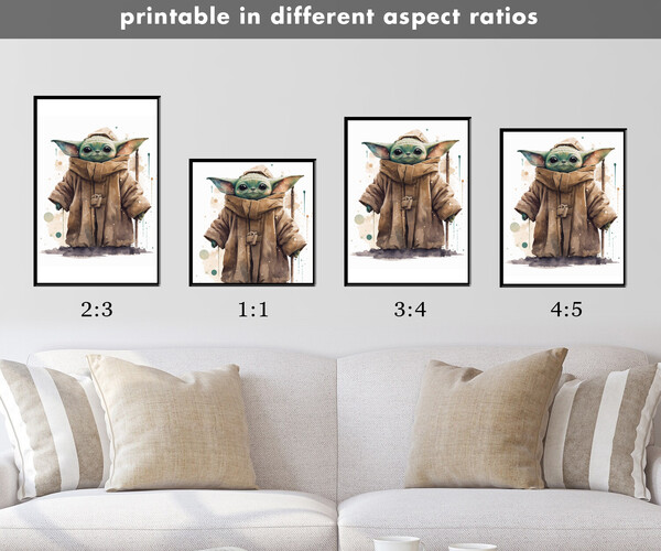 ArtStation - Cute Baby Yoda watercolor print for Nursery, living room ...