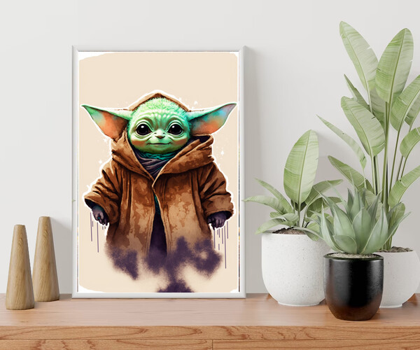 ArtStation - Cute baby Yoda Star Wars watercolor | Digital download ...