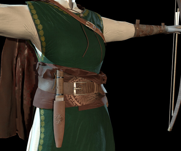 ArtStation - Full Low Poly Realistic Archer Woman Outfit | Game Assets