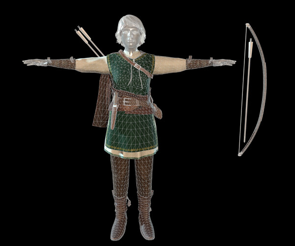 ArtStation - Full Low Poly Realistic Archer Woman Outfit | Game Assets