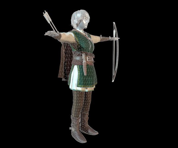 ArtStation - Full Low Poly Realistic Archer Woman Outfit | Game Assets