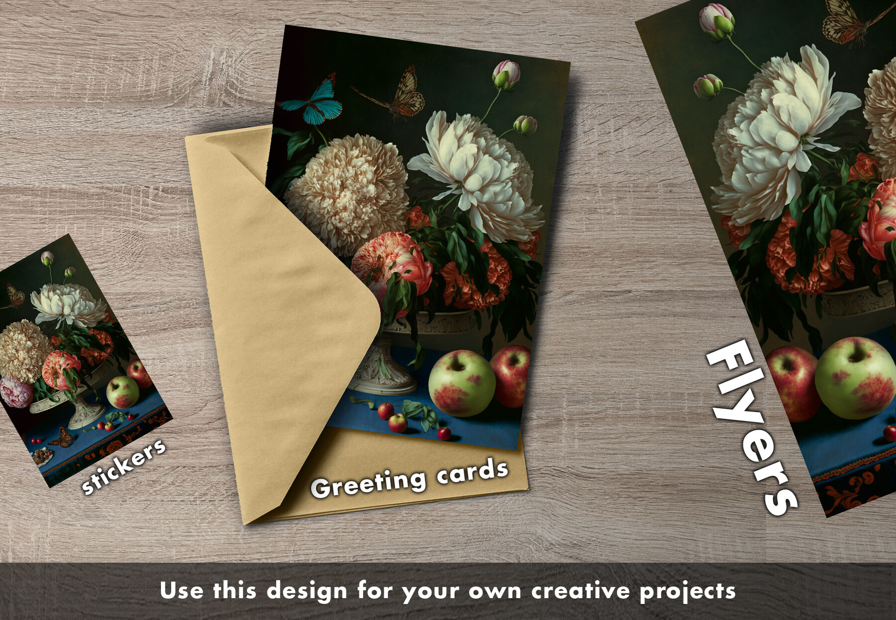 ArtStation - Floral baroque style poster with peony flowers, apples and ...