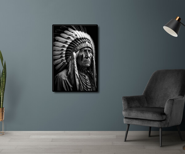 ArtStation - Classic native American Indian Chief portrait with feather ...