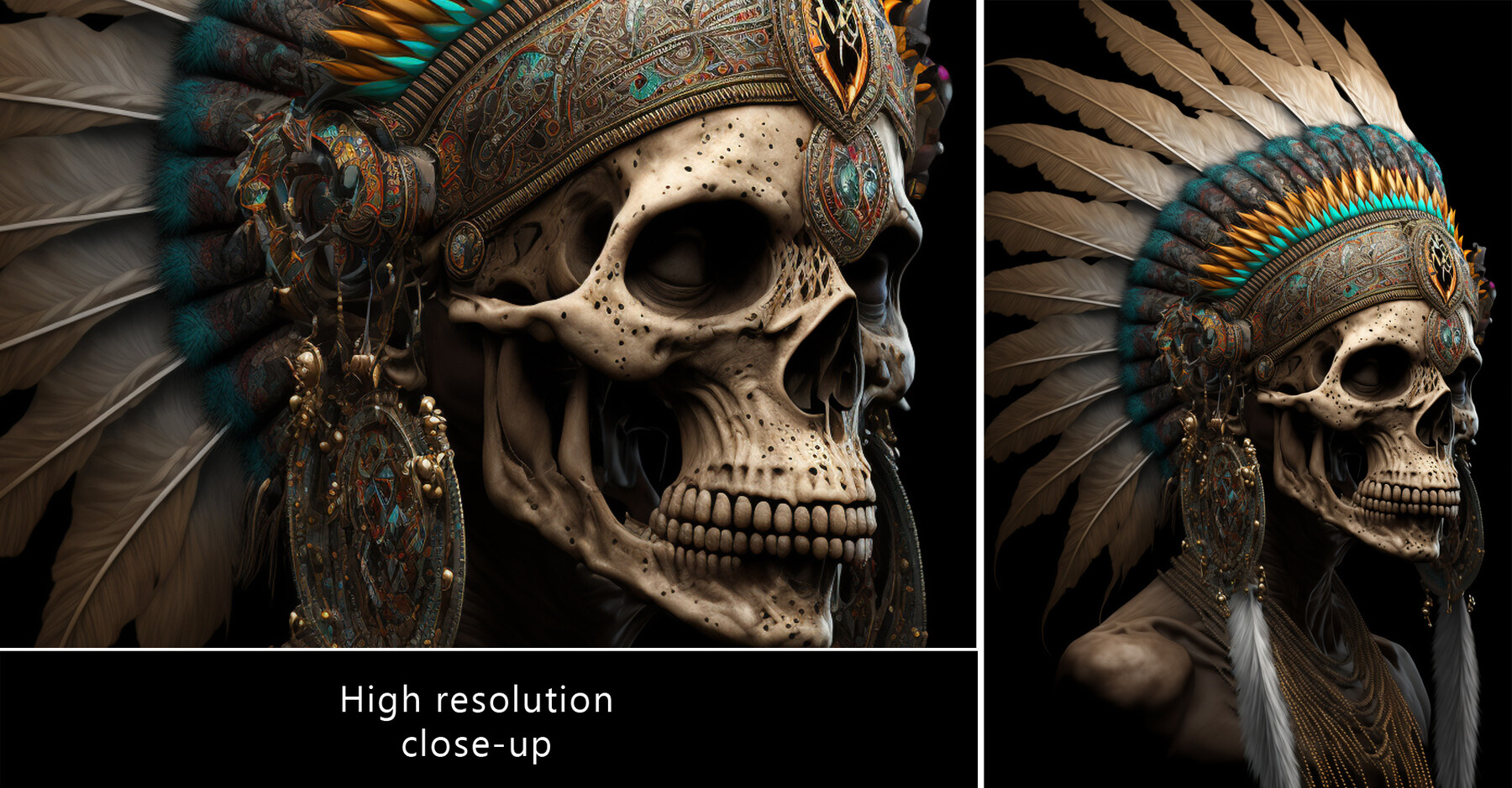 ArtStation - Native American Indian warrior skull with feather ...