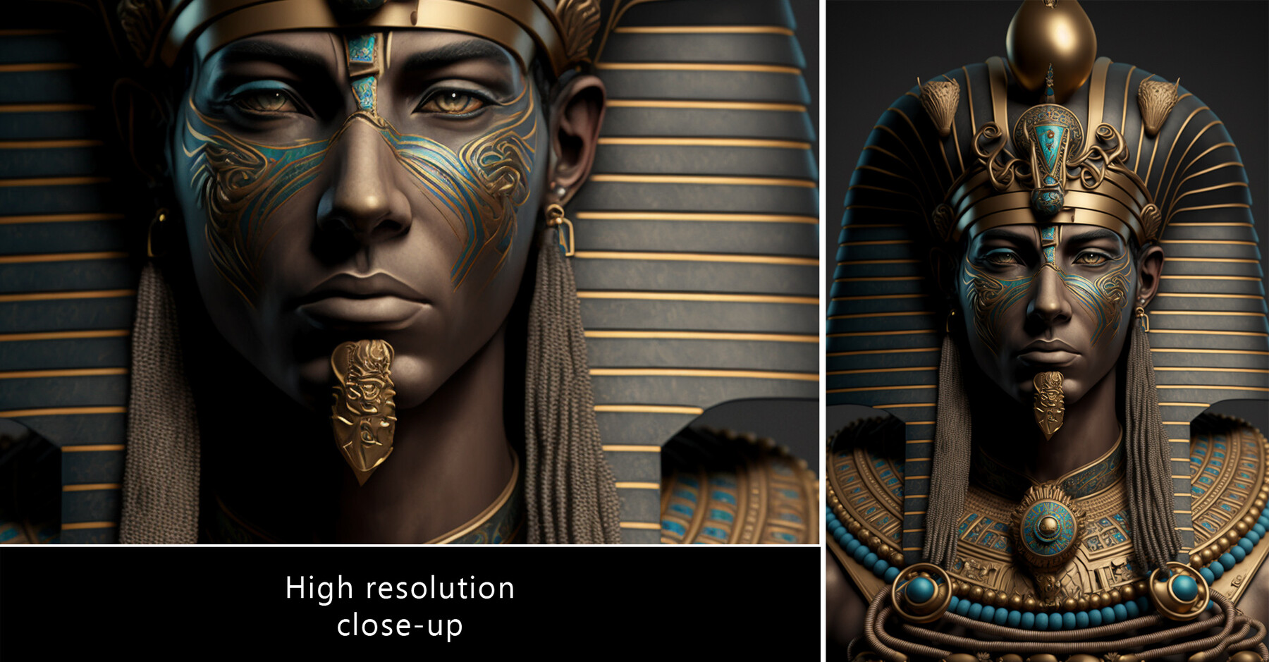 ArtStation - Egyptian pharaoh portrait with black / gold headdress ...