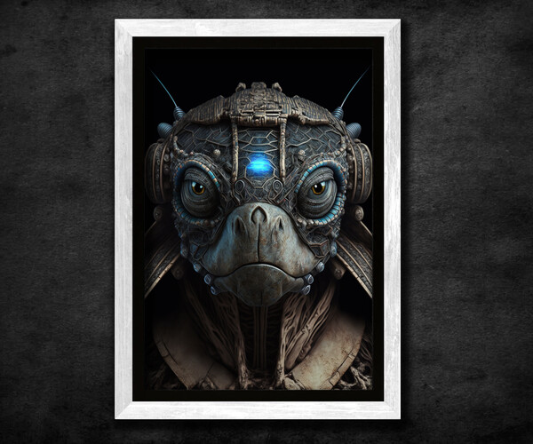 ArtStation - Cyborg humanoid turtle with bionic elements & 3d scifi ...