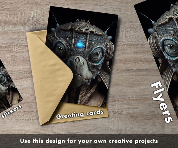 ArtStation - Cyborg humanoid turtle with bionic elements & 3d scifi ...