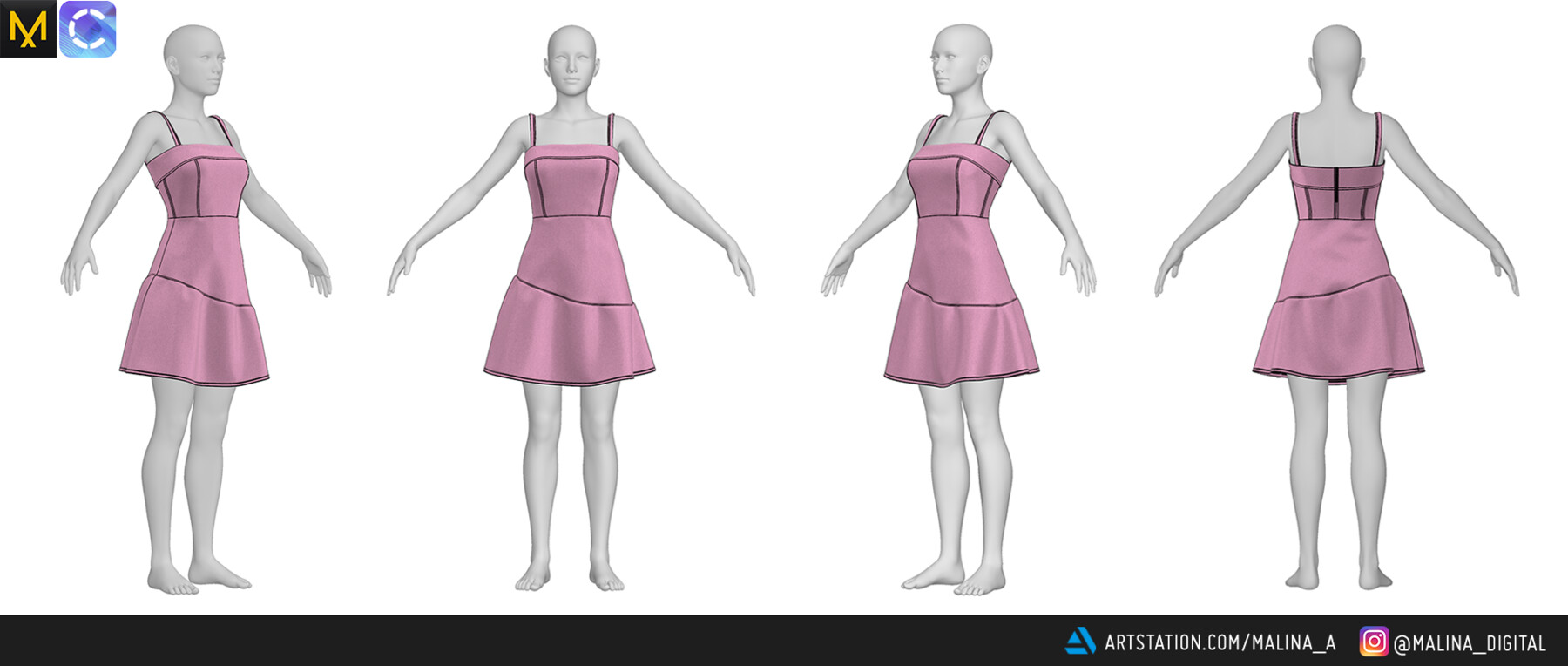 ArtStation - Women's clothing. Simple dress. MarvelousDesigner/Clo3d ...