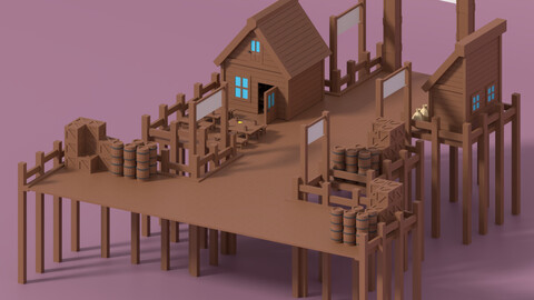 ArtStation - Cartoon Medieval Port and Props | Resources