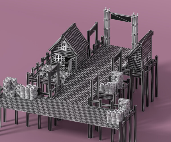 ArtStation - Cartoon Medieval Port and Props | Resources