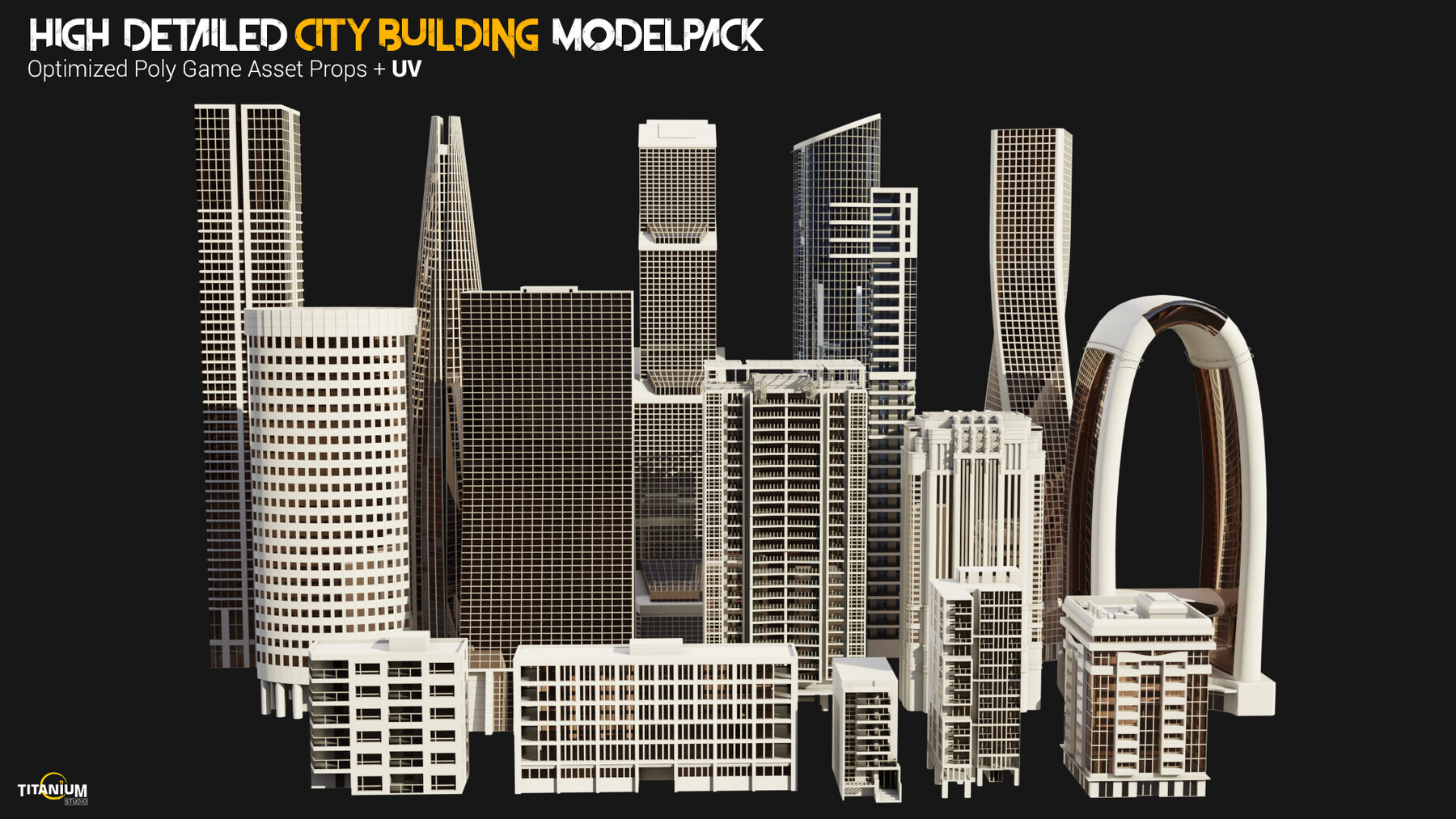 ArtStation - High Detailed City Building Pack + UV | Game Assets