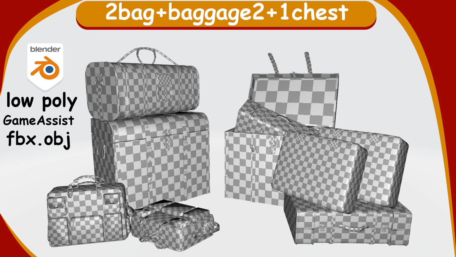 ArtStation - bag.baggage.chest low poly model bundle | Game Assets