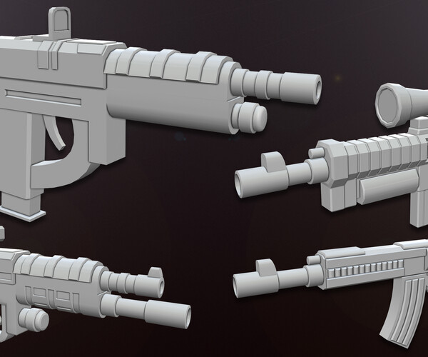 ArtStation - Sci-fi Gun Base meshes (with uv) | Game Assets