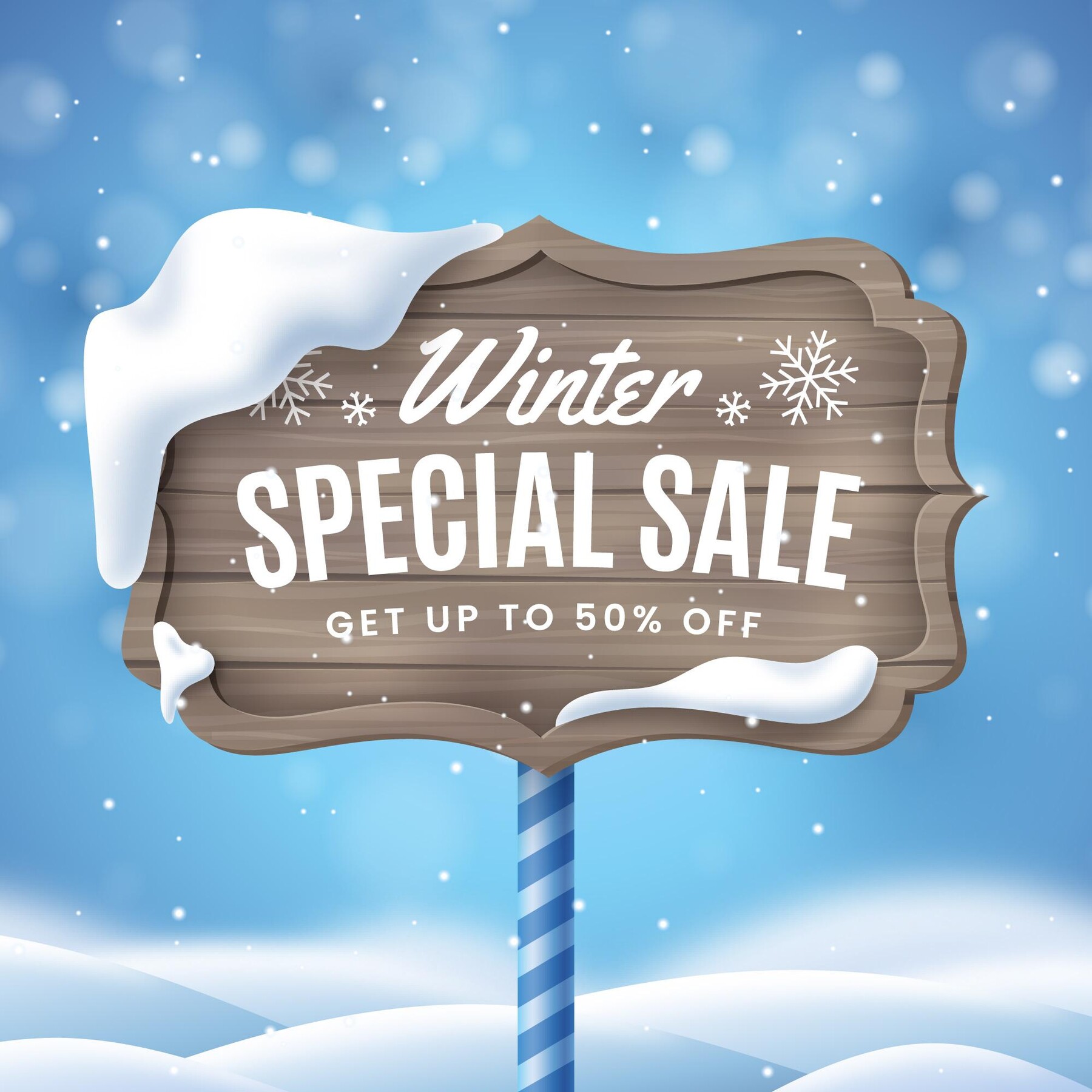 ArtStation - Realistic winter sale ad sign AI and EPS Template File ...