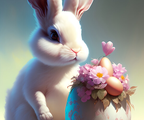 ArtStation - Set of Cute Easter Bunny. Easter eggs. spring hare rabbit | Artworks