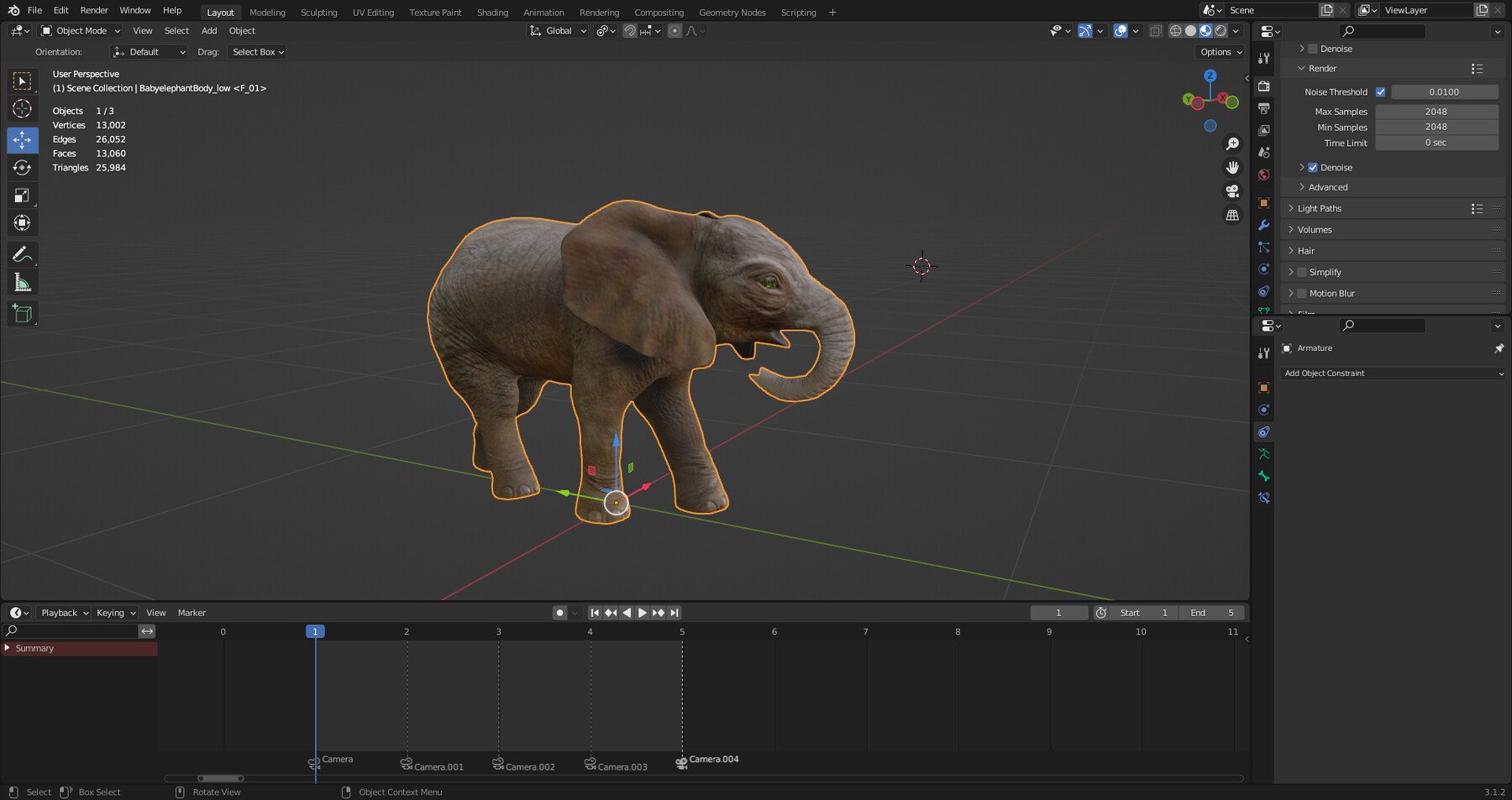 ArtStation - Baby Elephant Rigged and Animation Unity V02 | Game Assets