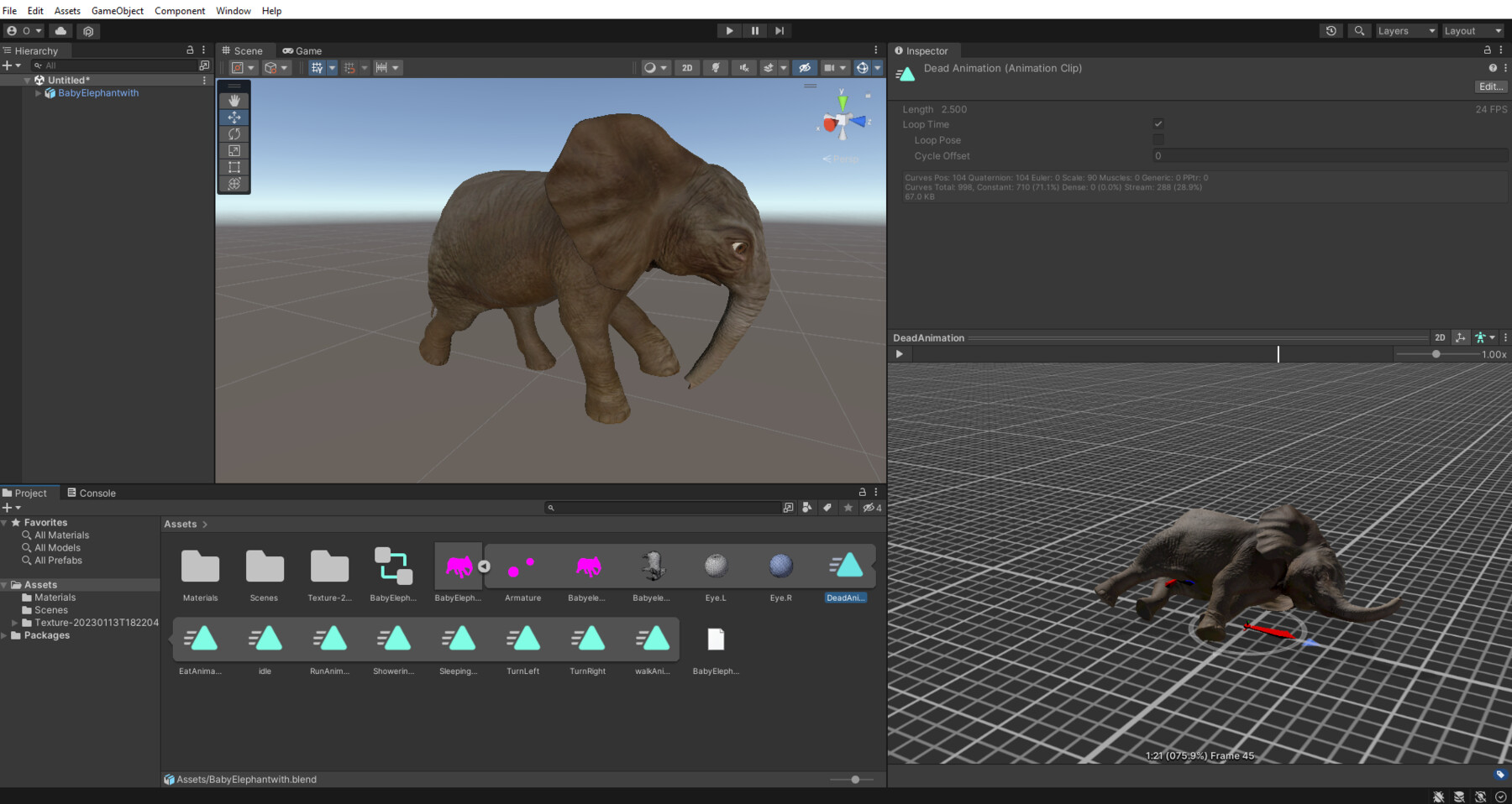 ArtStation - Baby Elephant Rigged and Animation Unity V02 | Game Assets