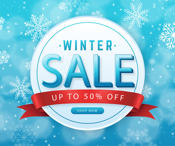 ArtStation - Realistic winter sale with snowflakes AI and EPS Template ...