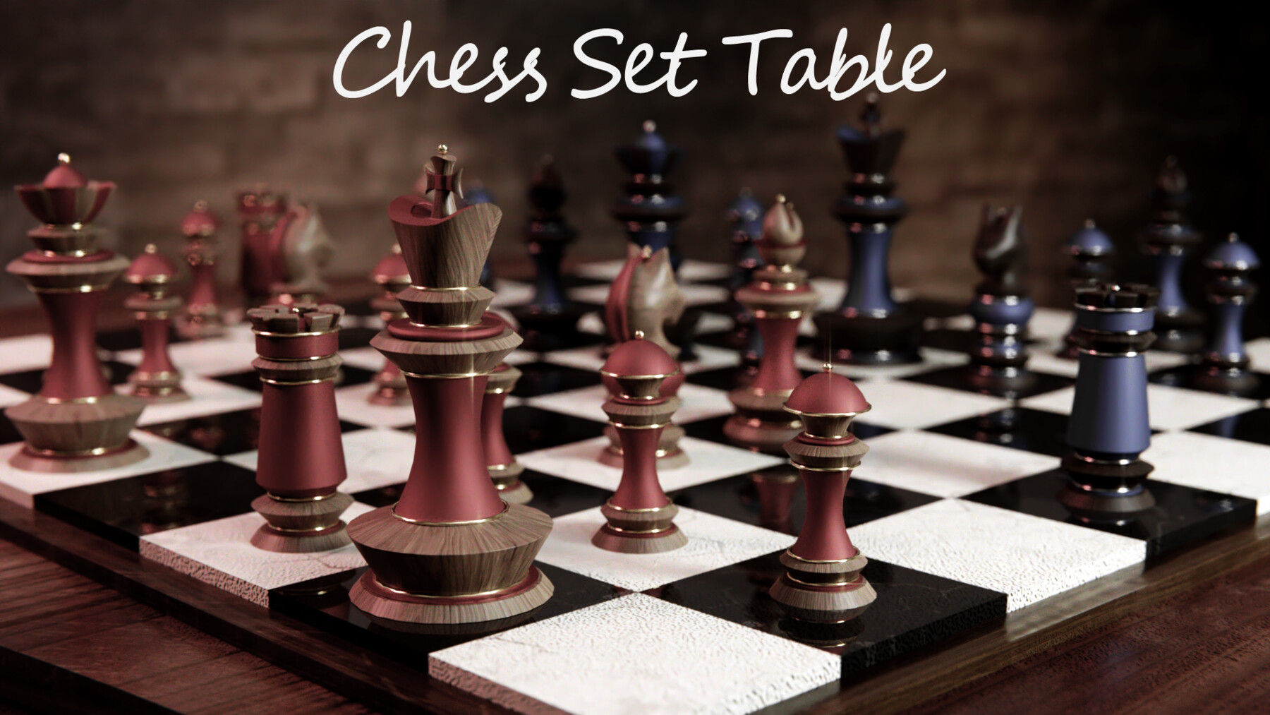 ArtStation - Chess Set Table | Game Assets