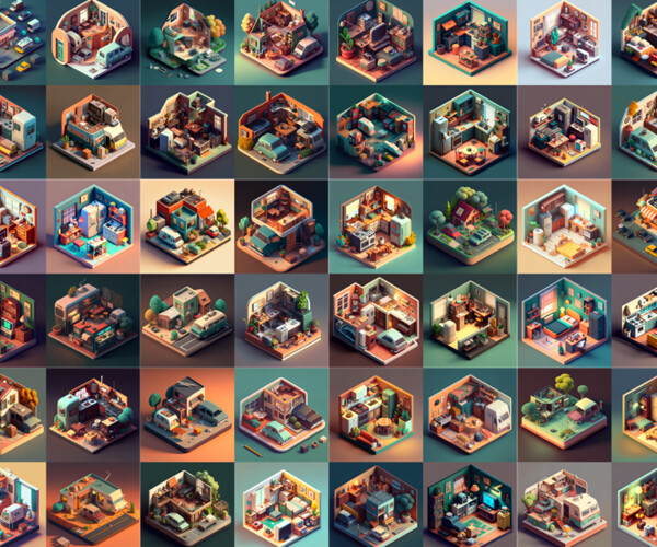 ArtStation - 3D Isometric Interior Renders Collection: 144 Unique ...