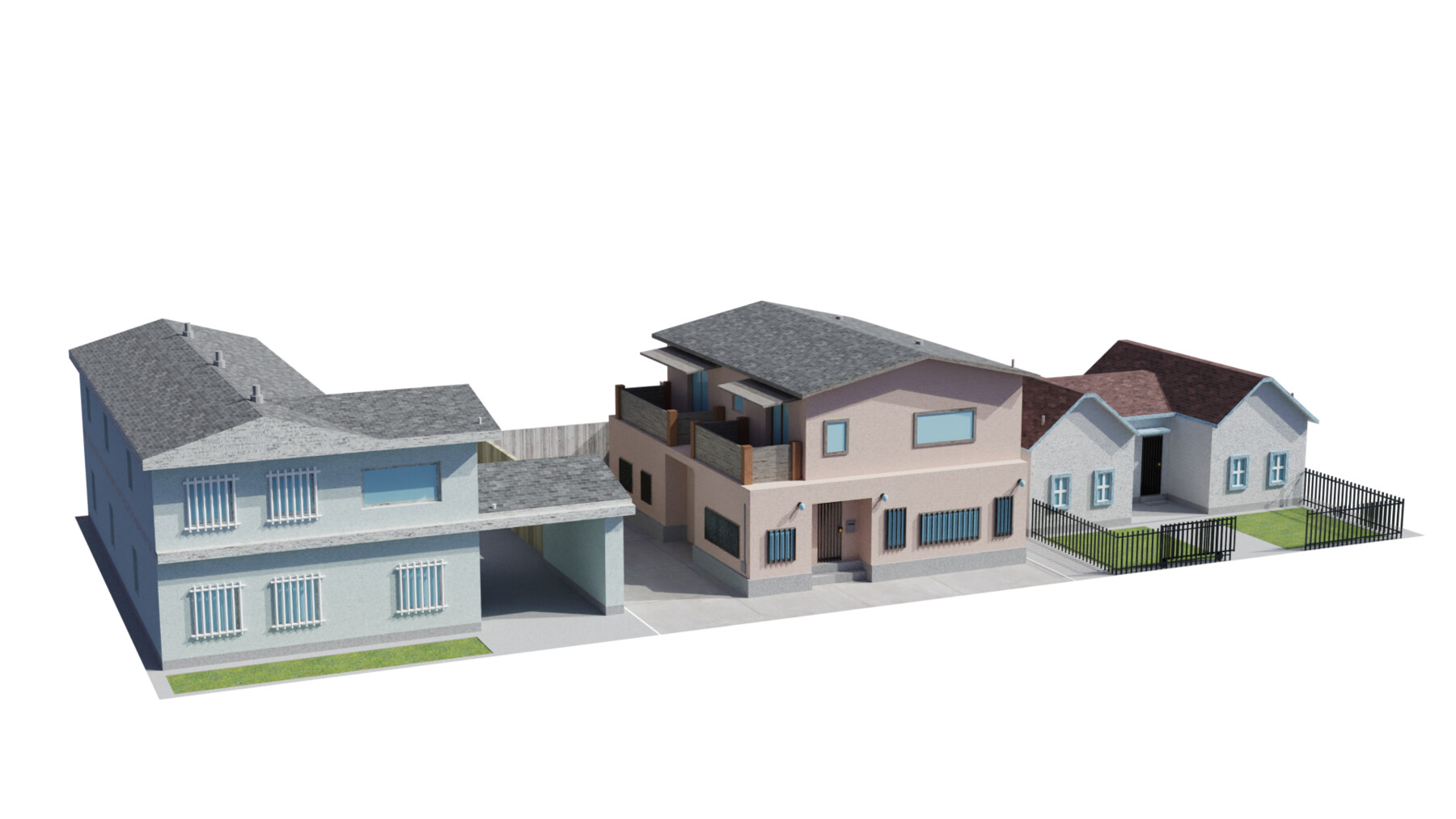 ArtStation - Brandonville Residential Vol. 1: Set of 18 Unique 3D House ...