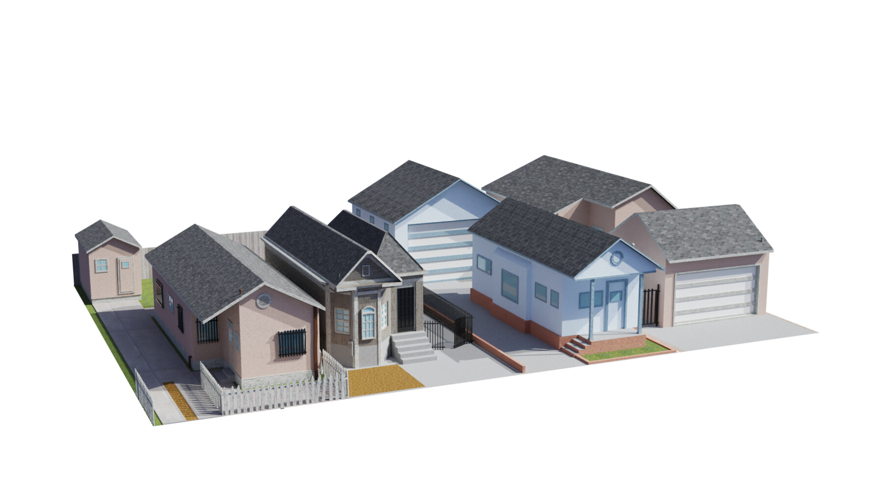 ArtStation - Brandonville Residential Vol. 1: Set of 18 Unique 3D House ...