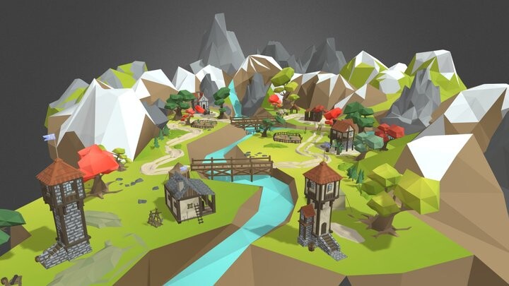 ArtStation - Middle Age Polyart Environment Modular | Game Assets